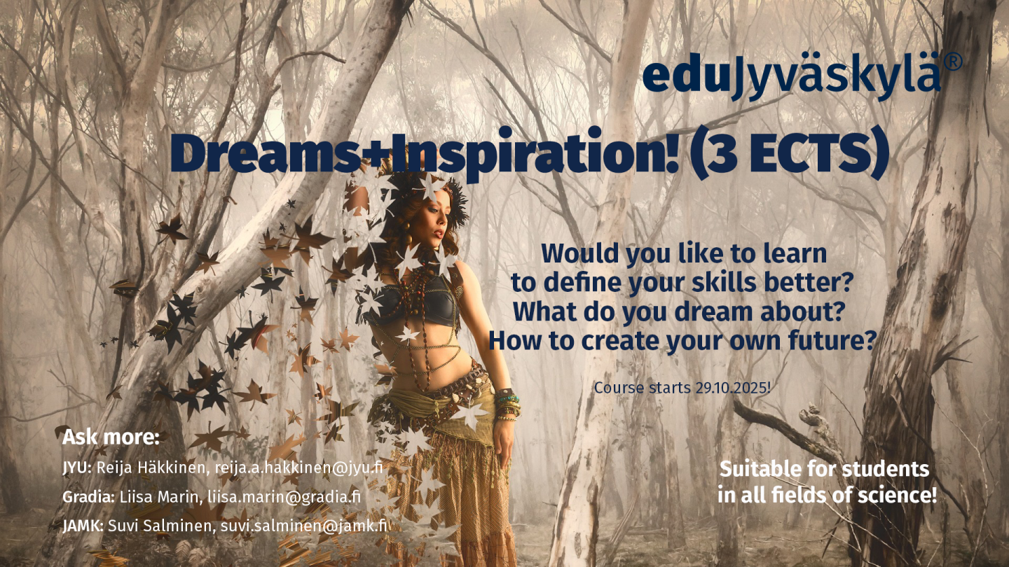 Plan your career in Dreams+Inspiration! -course | University of Jyväskylä